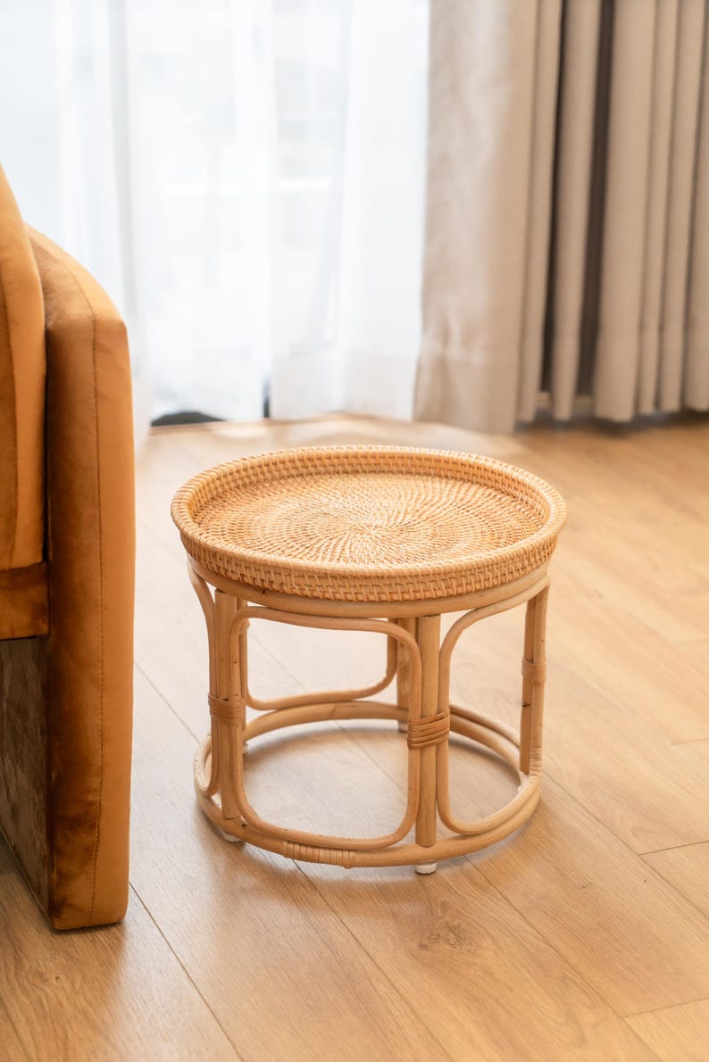 Small Rattan Side Table – Boho Decor – Eco-friendly, Sustainable ...