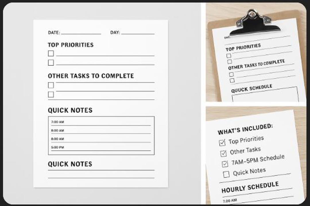 Printable Daily Task Tracker | Simple One-page Planner for Clipboard ...