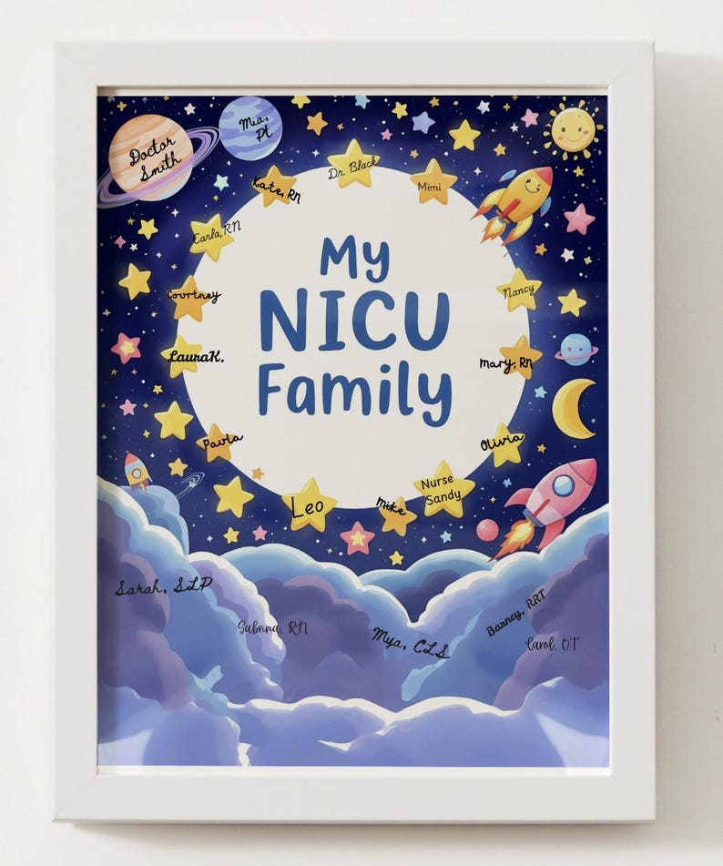 Space NICU Care Team Signature Printable | Baby Keepsake | NICU ...