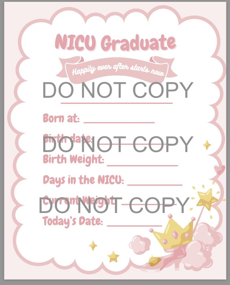 Fairytale NICU Graduation Certificate | Printable NICU Baby Milestone ...