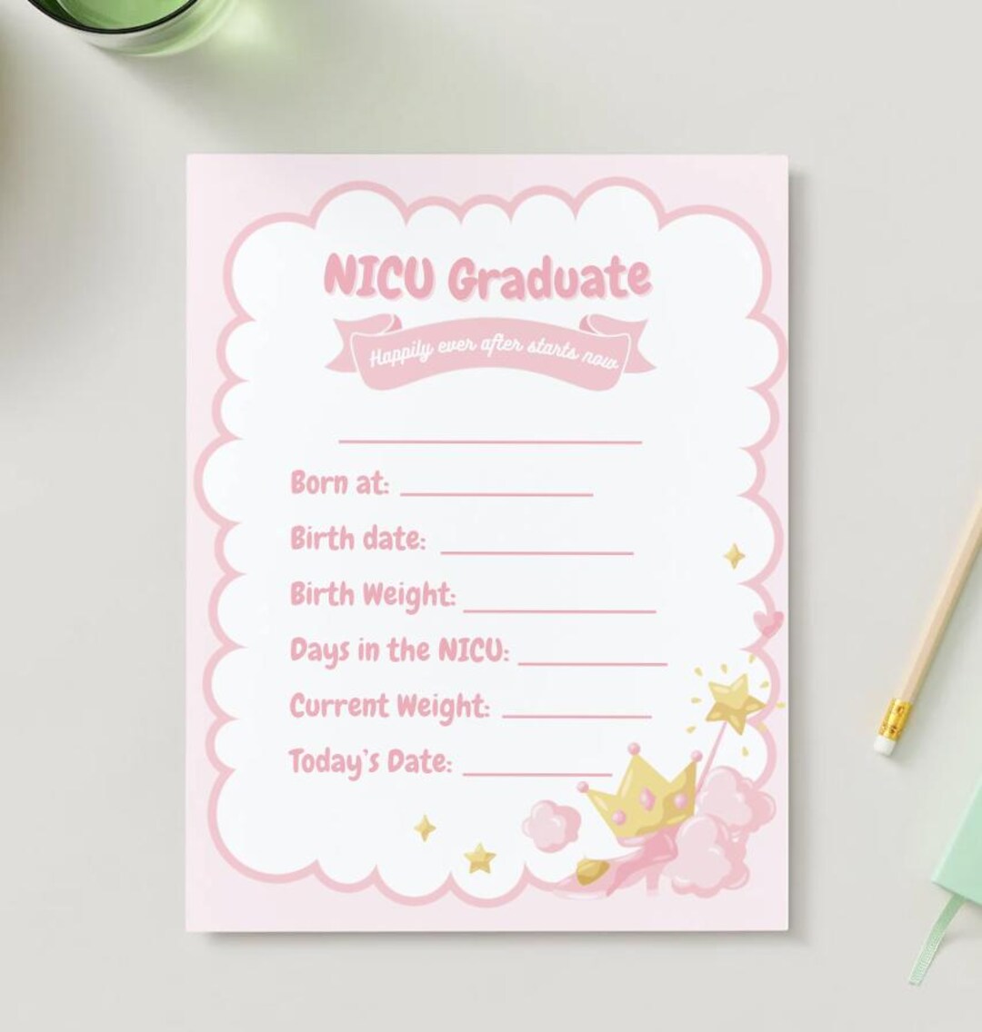 Fairytale NICU Graduation Certificate: Pastel Baby Keepsake (digital ...