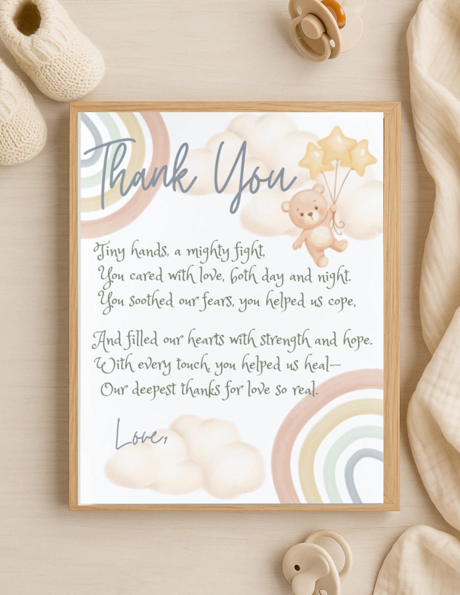 NICU Thank You Poem Printable: Nurse Appreciation Gift (8.5x11” PDF Art ...