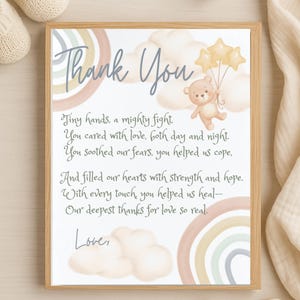 NICU Thank You Poem Printable: Nurse Appreciation Gift (8.5x11” PDF Art ...