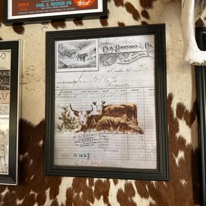 Vintage Cattle Auction Receipt Framed Print - Etsy
