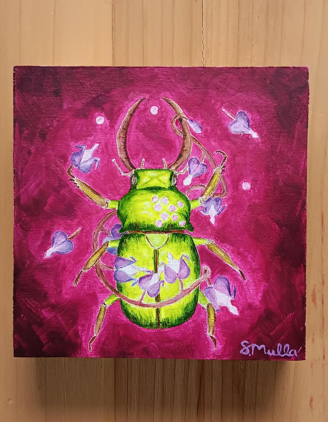 Beetle Painting, Original Oil Painting, Beetle Art, Beetle Artwork ...