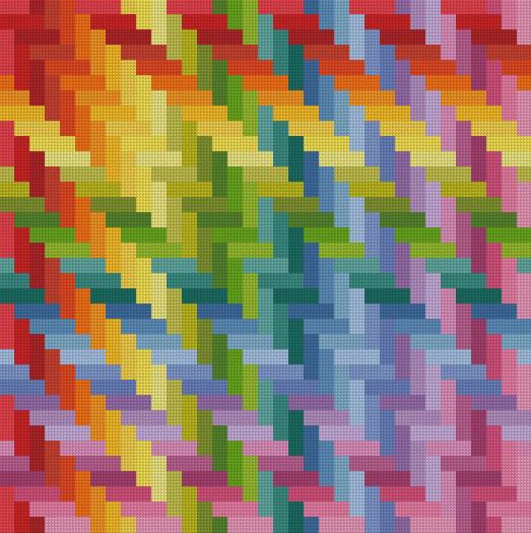 Color Weave Cross Stitch Pattern - Rainbow - Etsy