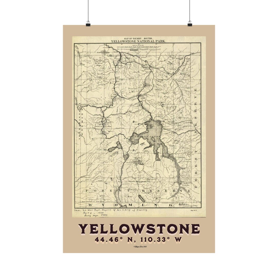 Vintage Historic Yellowstone Map Poster - Etsy