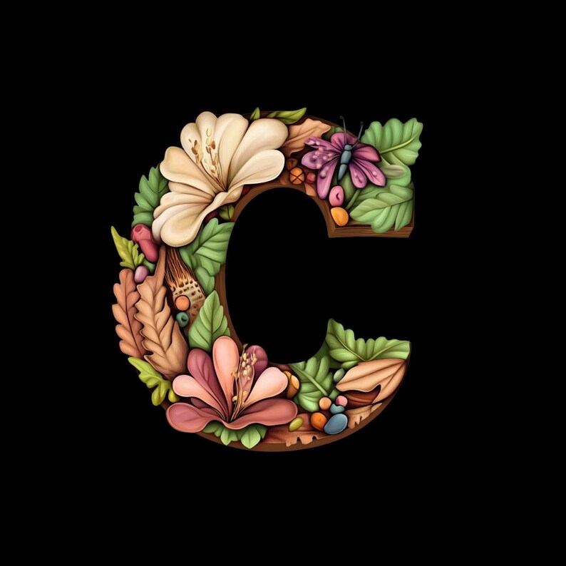 3D Color Spring Floral Alphabet Clipart, Alphabet and Number 0-9 ...