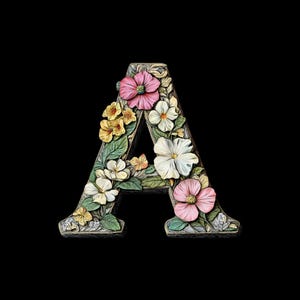 3D Color Spring Floral Alphabet Clipart, Alphabet and Number 0-9 ...