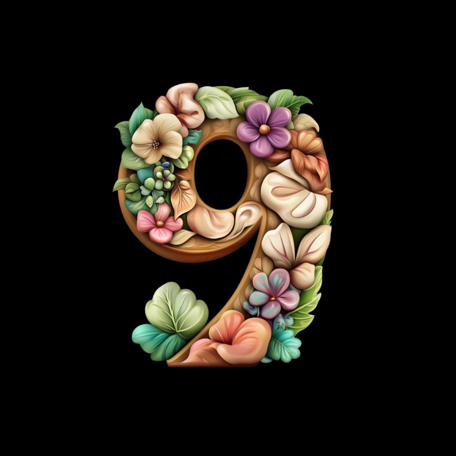 3D Color Spring Floral Alphabet Clipart, Alphabet and Number 0-9 ...
