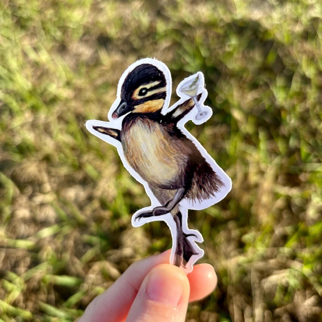 Martini Time Duck Sticker | Cute Duck Sticker | Funny Animal Sticker ...