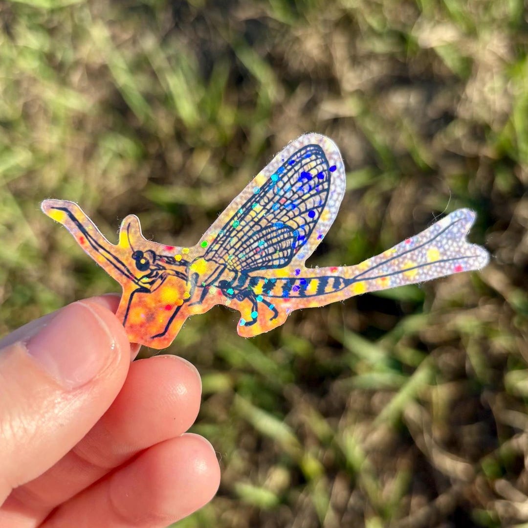 Holographic Mayfly Sticker | Fly Fishing Sticker | Trout Pattern ...