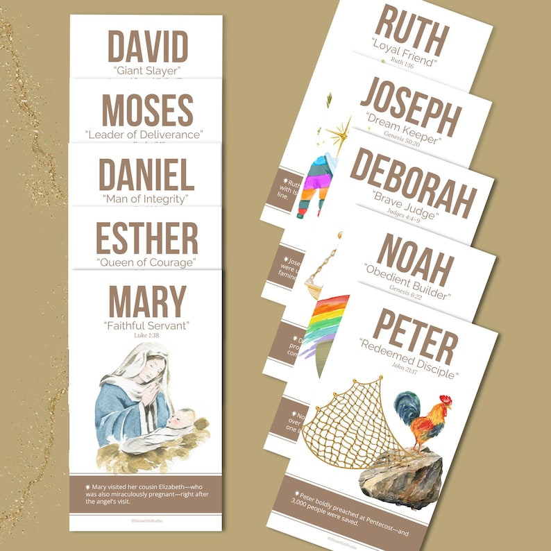 Bible Character Cards: Christian Learning Flashcards (digital Download ...