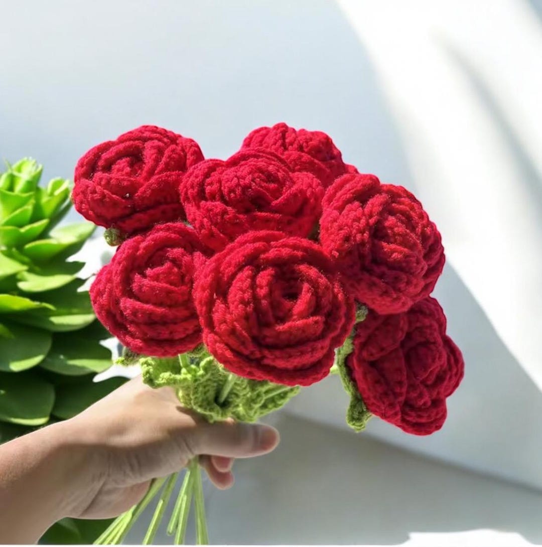 Handmade Crochet Wire Flower Bouquet, Artificial Wedding Bouquet ...