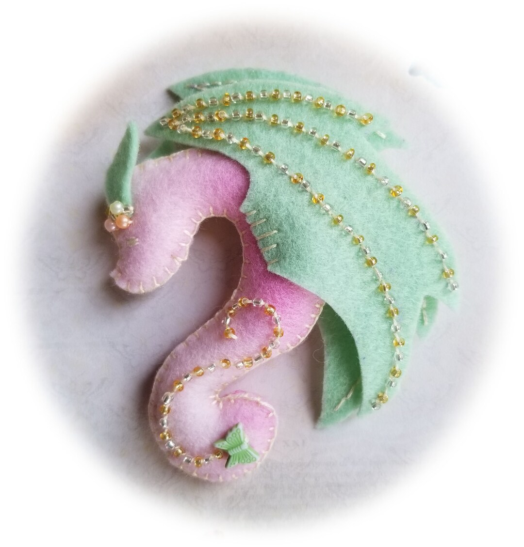 Baby Dragon - a Pdf Felt Dragon Sewing Pattern for Necklace or Brooch ...