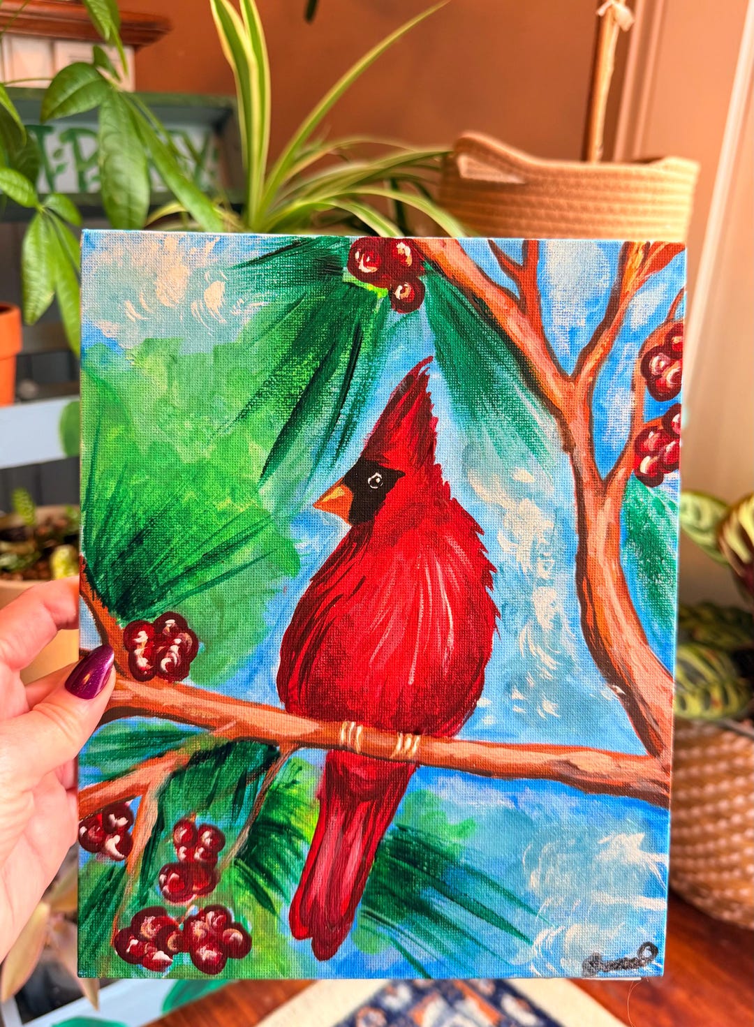 8x10 Original Cardinal on Canvas - Etsy
