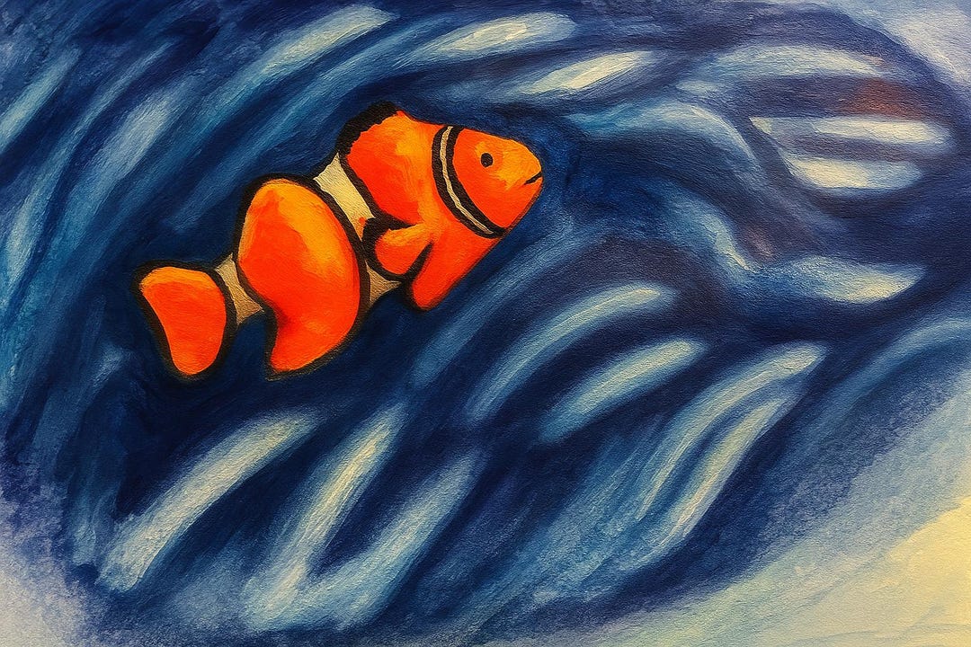 8x12 Original Mixed Media Clownfish Art W/frame - Etsy