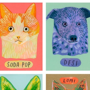 Okey-dokey Pet Portrait, Fun and Playful Dog Portrait, 5x7 Mixed Media ...