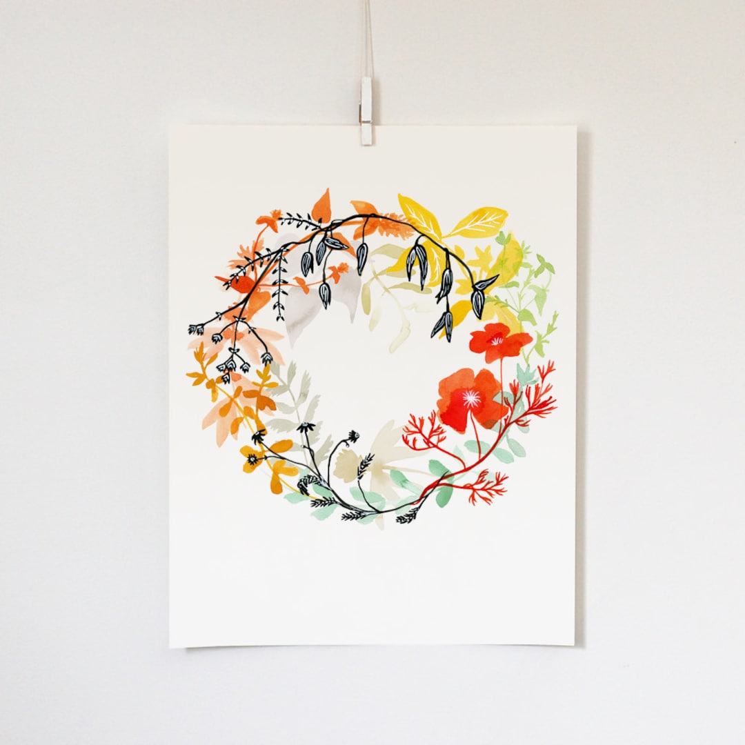 Happiness Wreath Print - Etsy