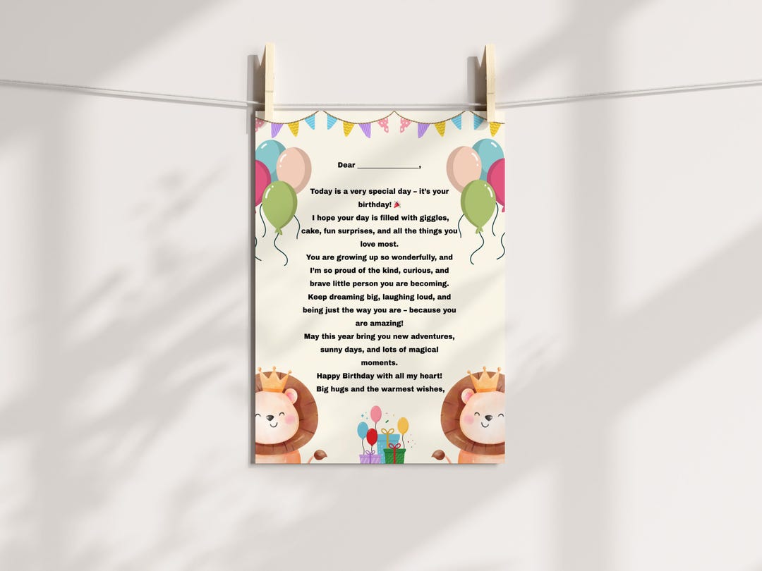 Personalized Birthday Letter for Kids - Customizable Digital Print ...