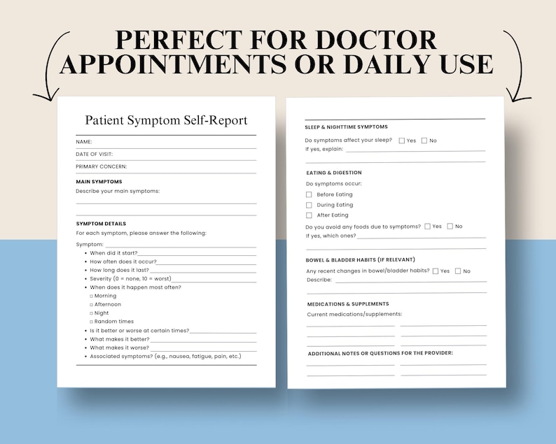 Symptom Tracker Template: Printable Health Report Form (canva Template ...
