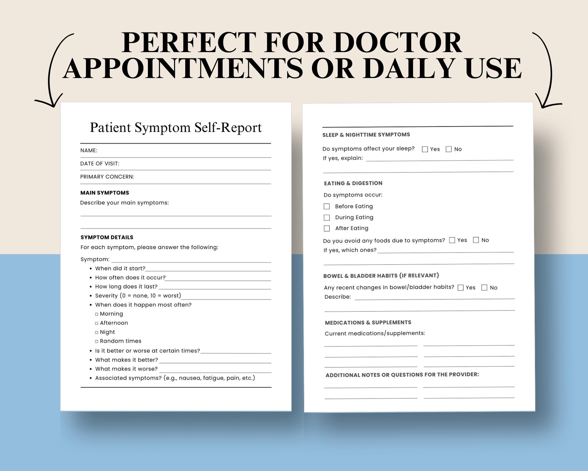 Symptom Tracker Template: Printable Health Report Form (canva Template ...