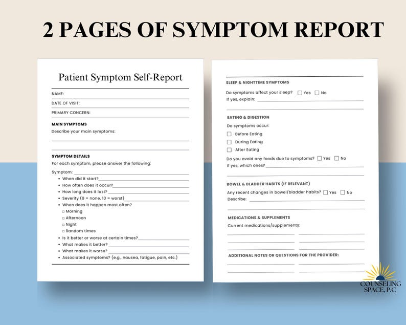 Symptom Tracker Template: Printable Health Report Form (canva Template ...