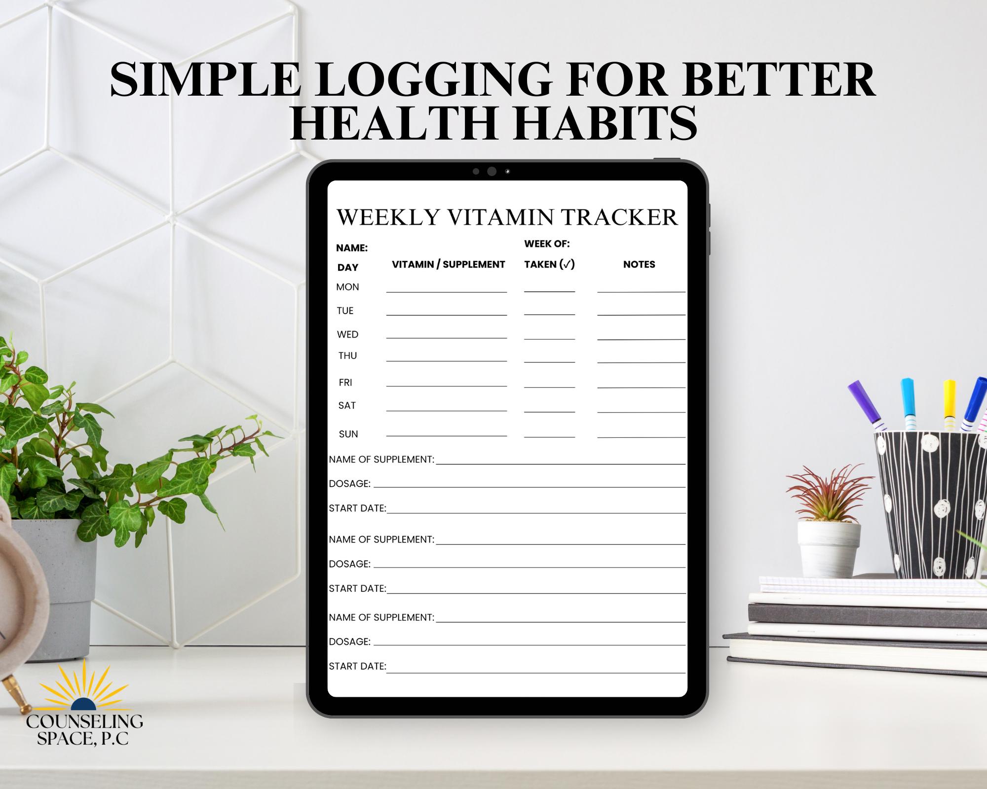 Weekly Vitamin Tracker Printable: Supplement Organizer, Canva Template ...