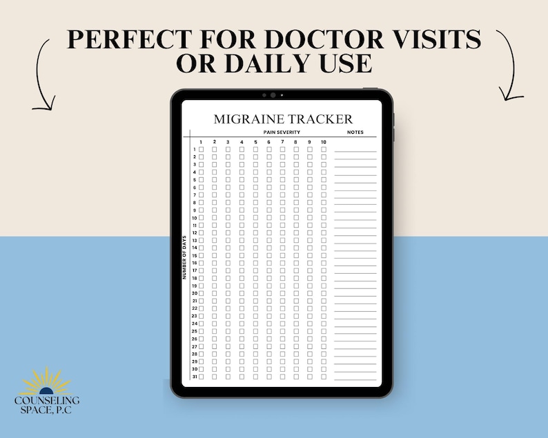 Printable Monthly Migraine Tracker: Headache Diary Canva Template ...