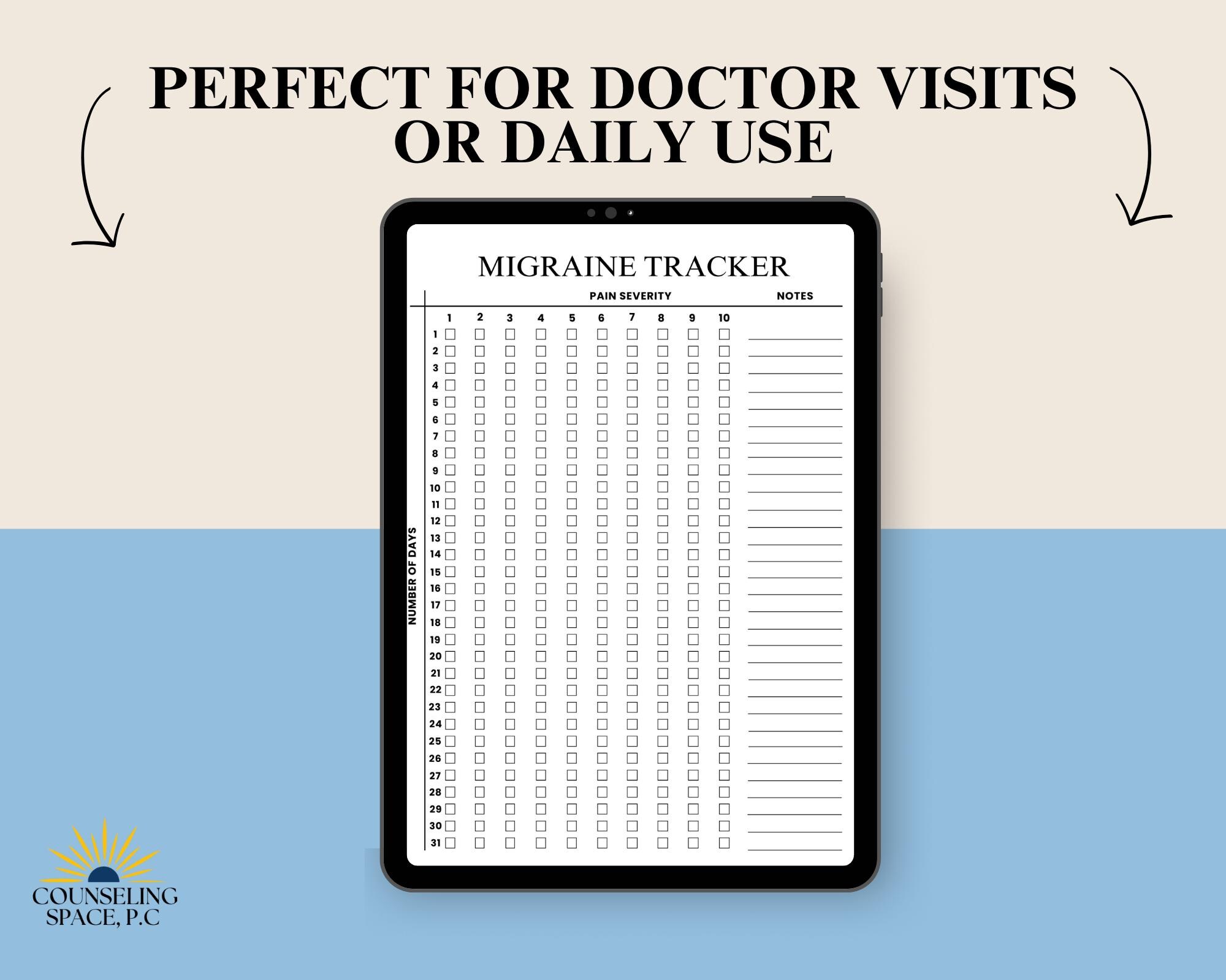 Printable Monthly Migraine Tracker: Headache Diary Canva Template ...