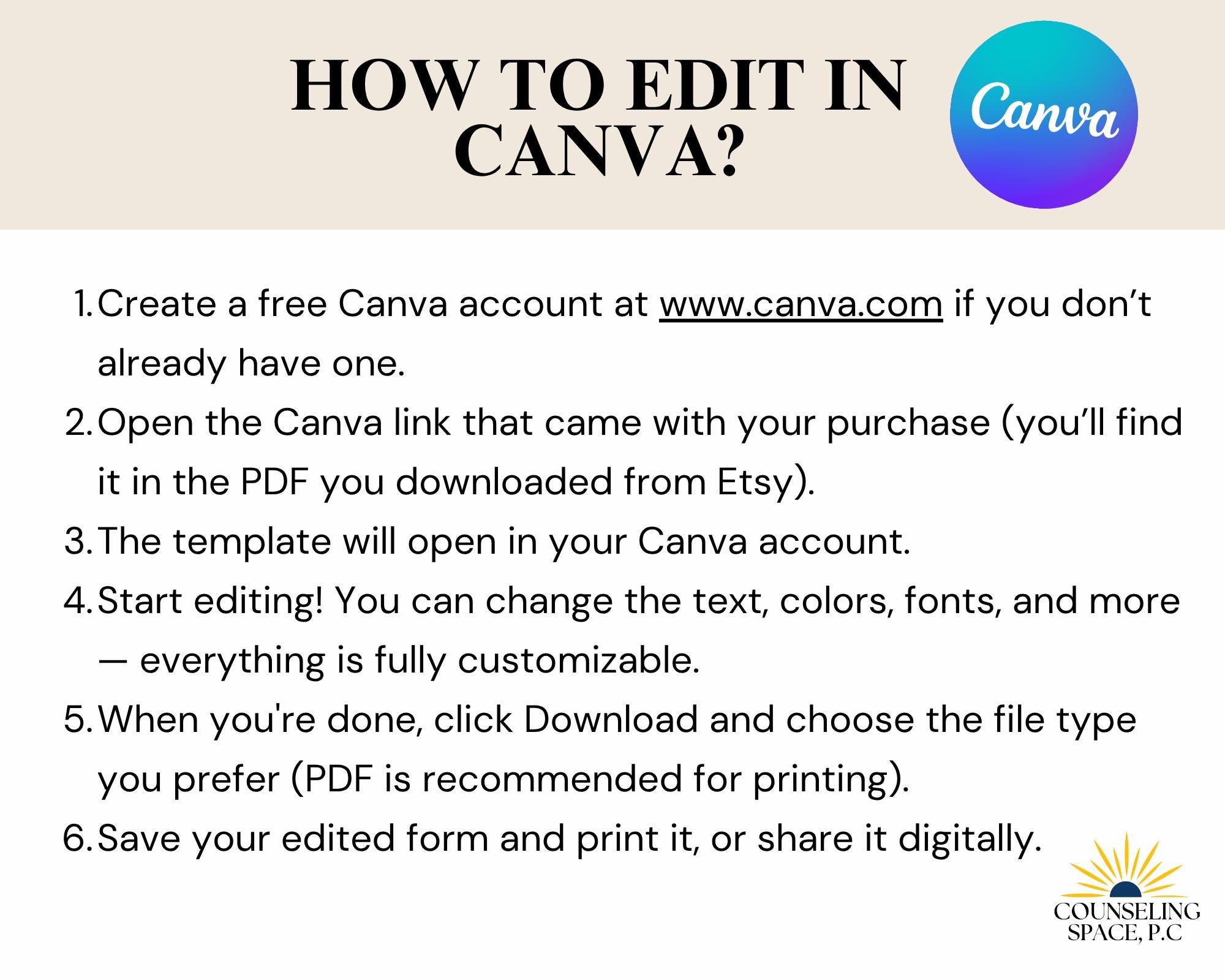 Surgery Planner Canva Template: Printable Medical Checklist (instant ...