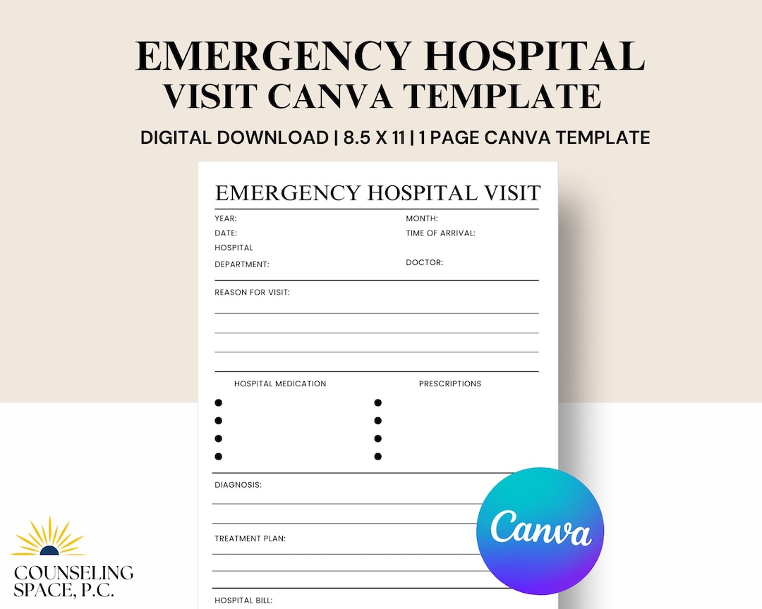 Emergency Hospital Visit Form: Printable Medical Organizer (canva ...