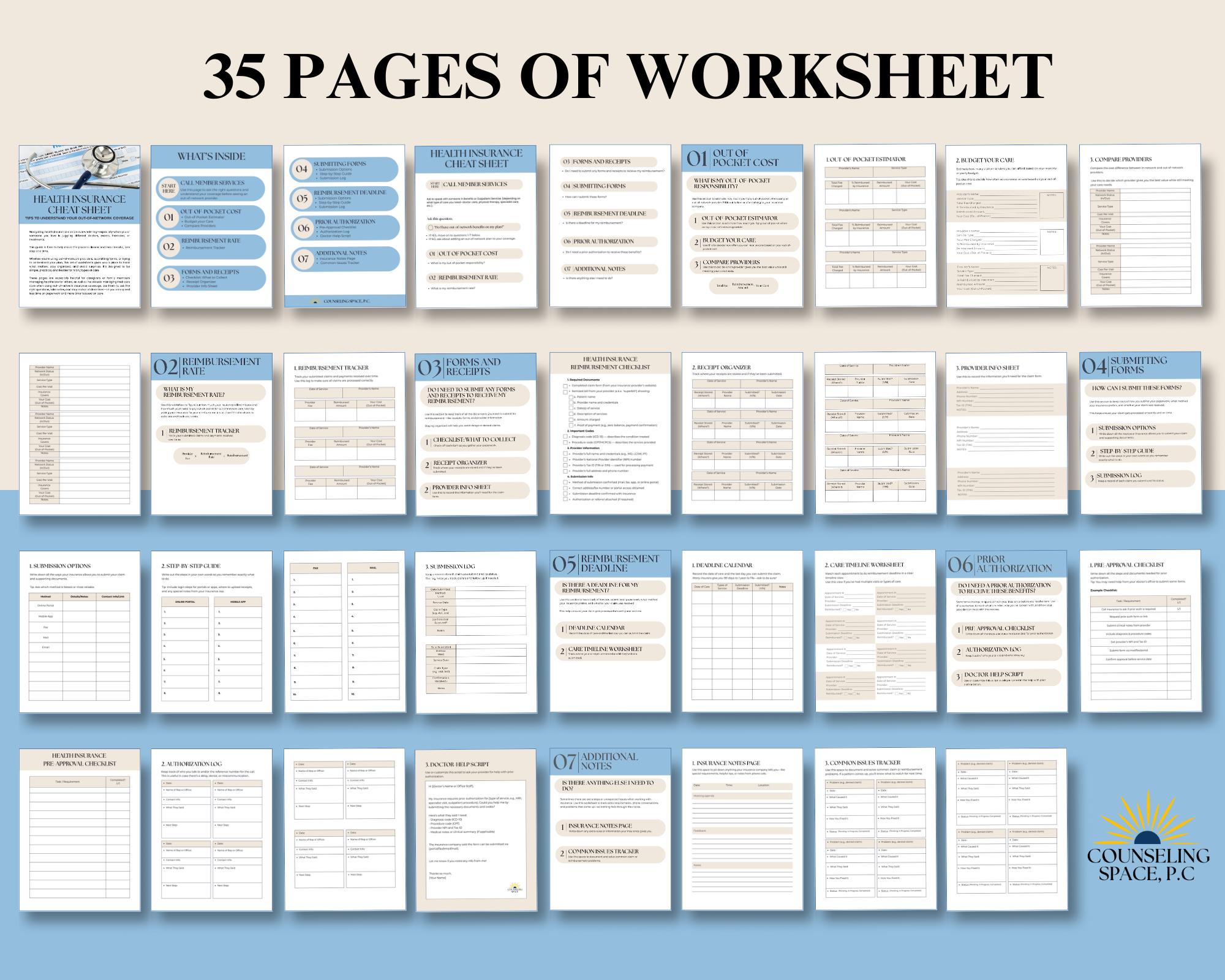 Health Insurance Cheat Sheet & Worksheets: Editable Canva Template ...