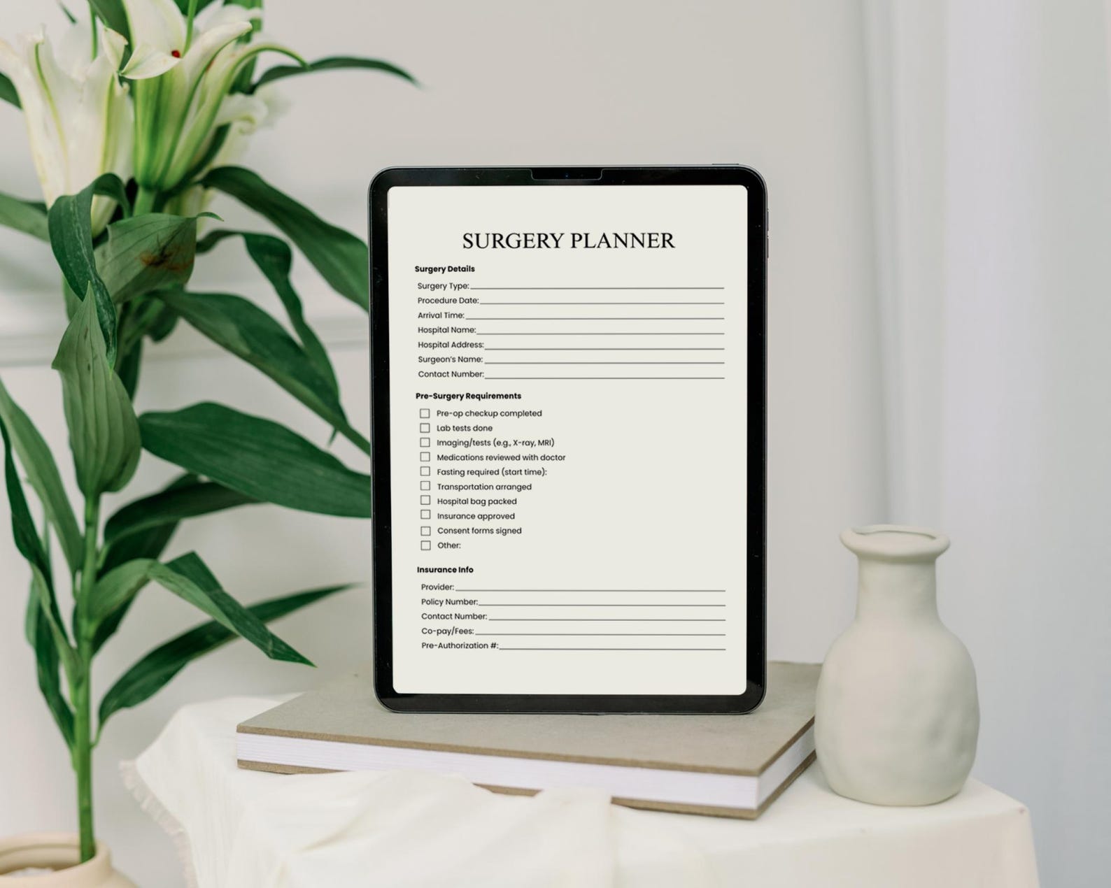 Surgery Planner Canva Template: Printable Medical Checklist (instant ...