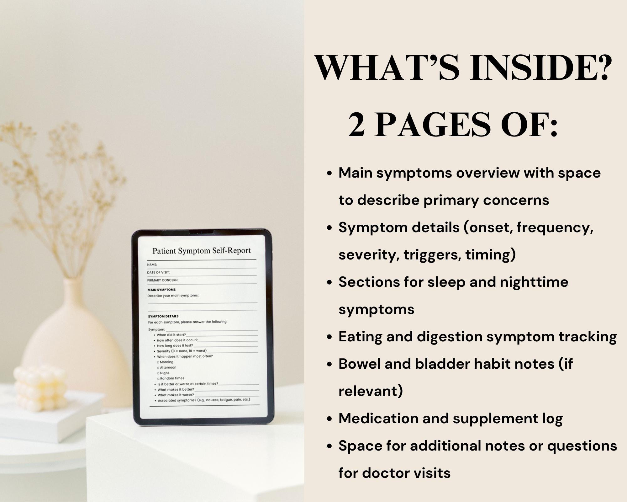 Symptom Tracker Template: Printable Health Report Form (canva Template ...
