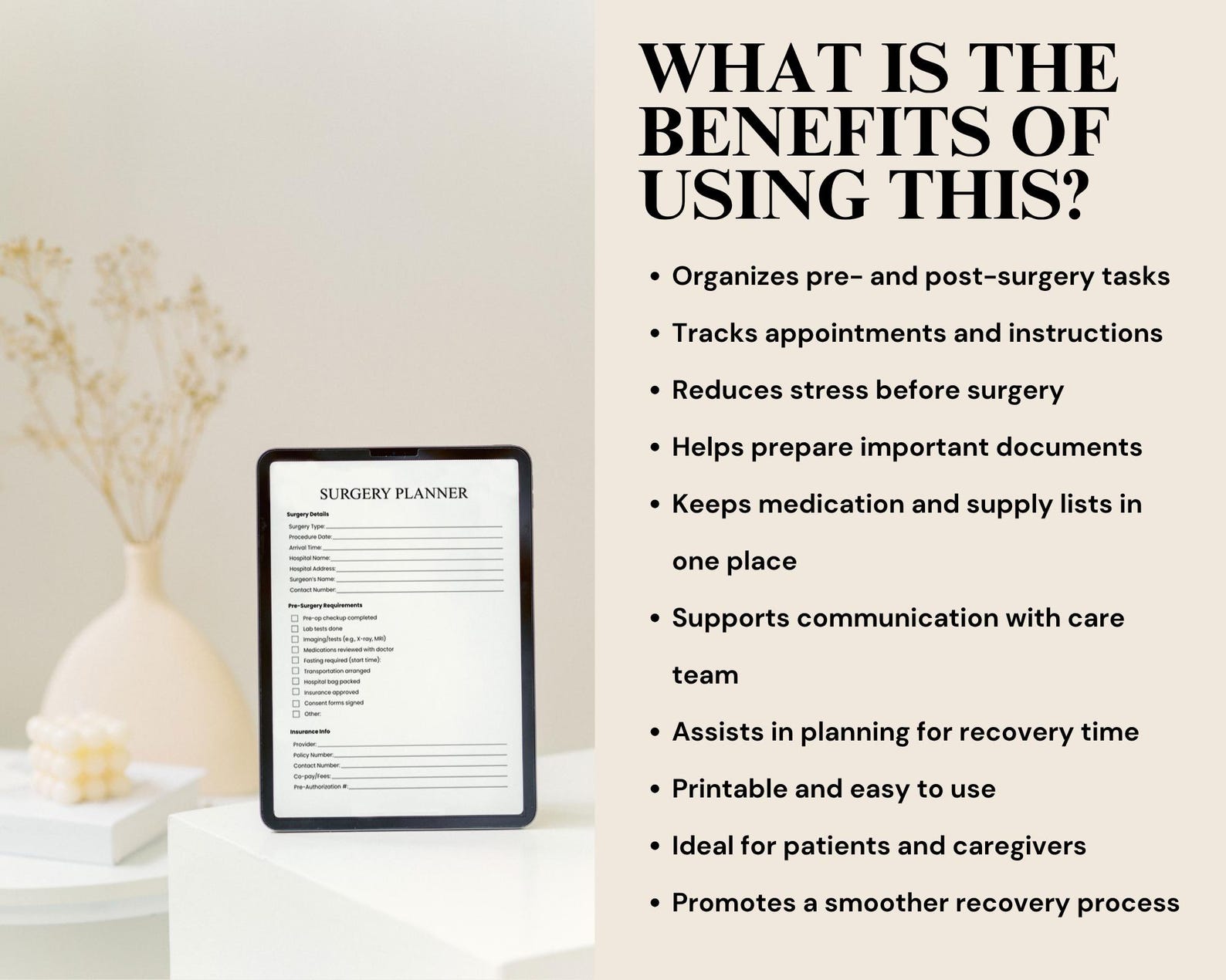 Surgery Planner Canva Template: Printable Medical Checklist (instant ...