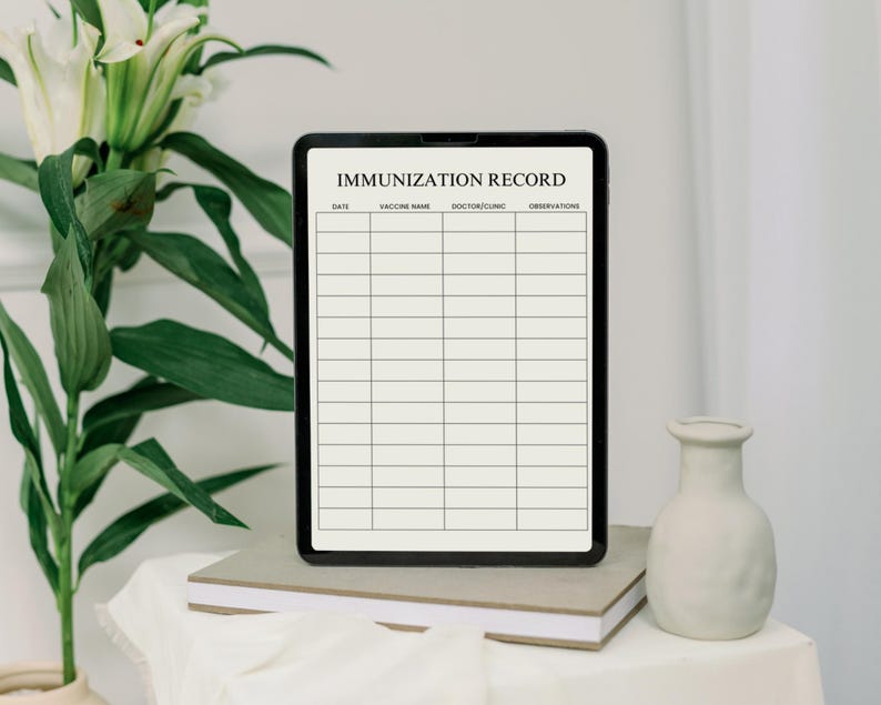 Immunization Record, Vaccination Log, Vaccine Tracker, Medical Log ...