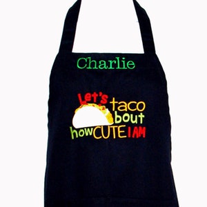 Funny Taco Apron, Taco Tuesday, Cute, Black, Cotton Gift, Full Long Bib ...
