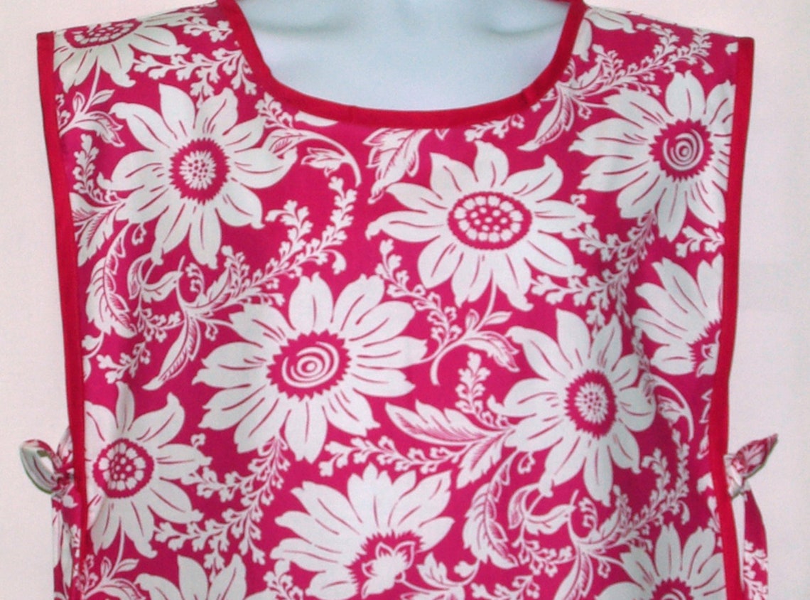 Hot Pink Floral Cobbler Style Apron 3X Plus Size With Four | Etsy