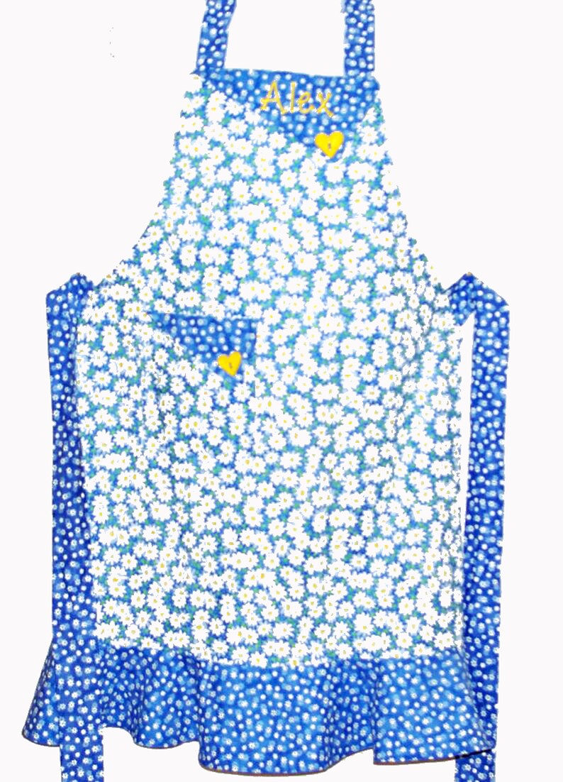 Blue Daisy Apron Retro Chic Custom Personalized Grandparent - Etsy