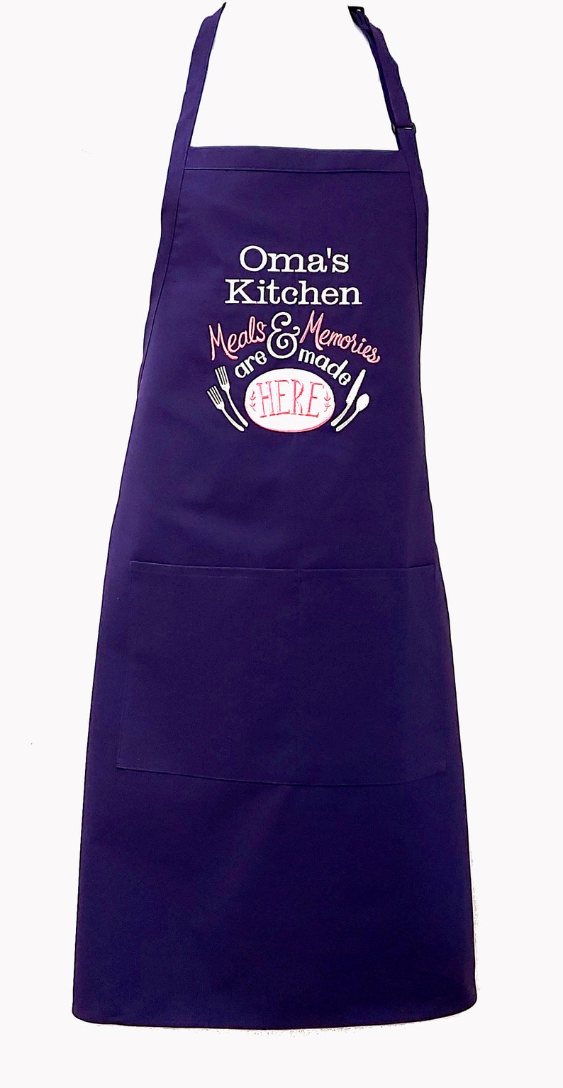 Oma Kitchen Apron Meals and Memories Custom Grandparent | Etsy