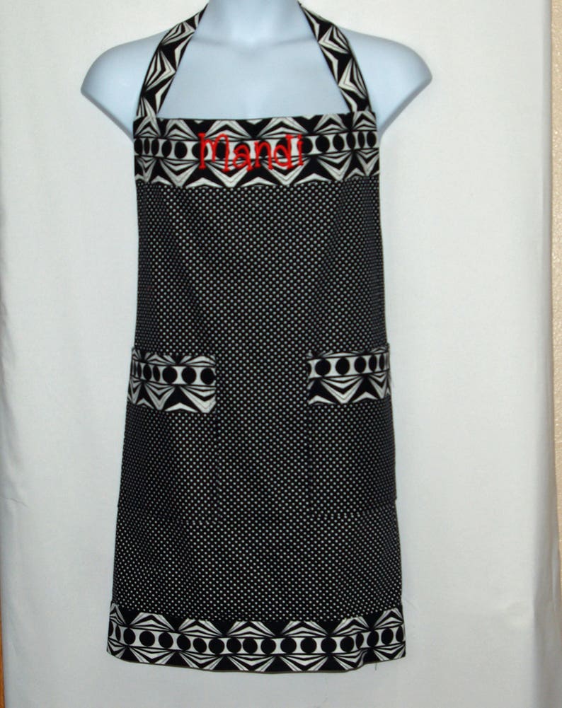 Plus Size Apron Pretty Feminine Black White Custom Birthday | Etsy