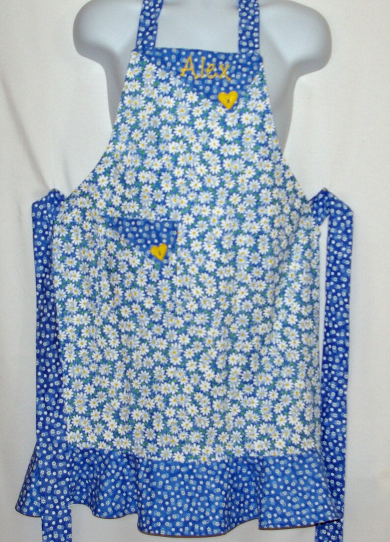 Blue Daisy Apron Retro Chic Custom Personalized Grandparent | Etsy