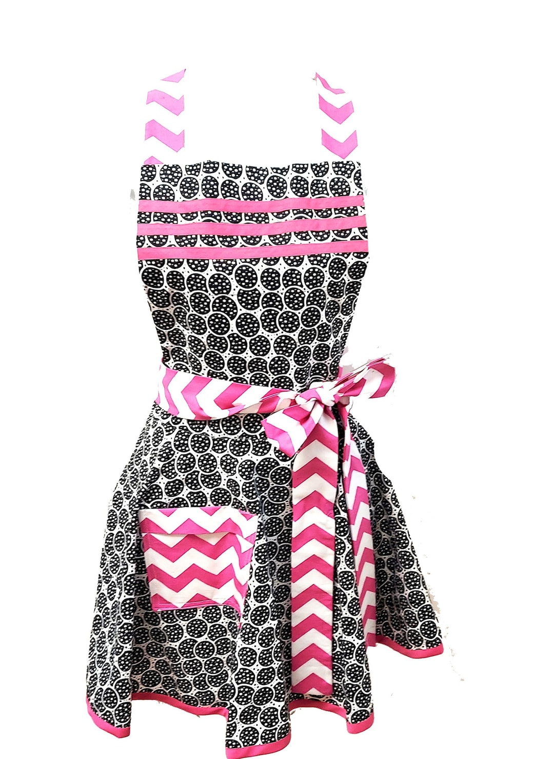 Petite Pink Black Ladies Teen Apron, Floral, Trendy Fancy Modern ...