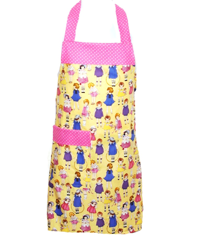Paper Dolls Mom Apron Yellow Pink Child Matching Daughter | Etsy