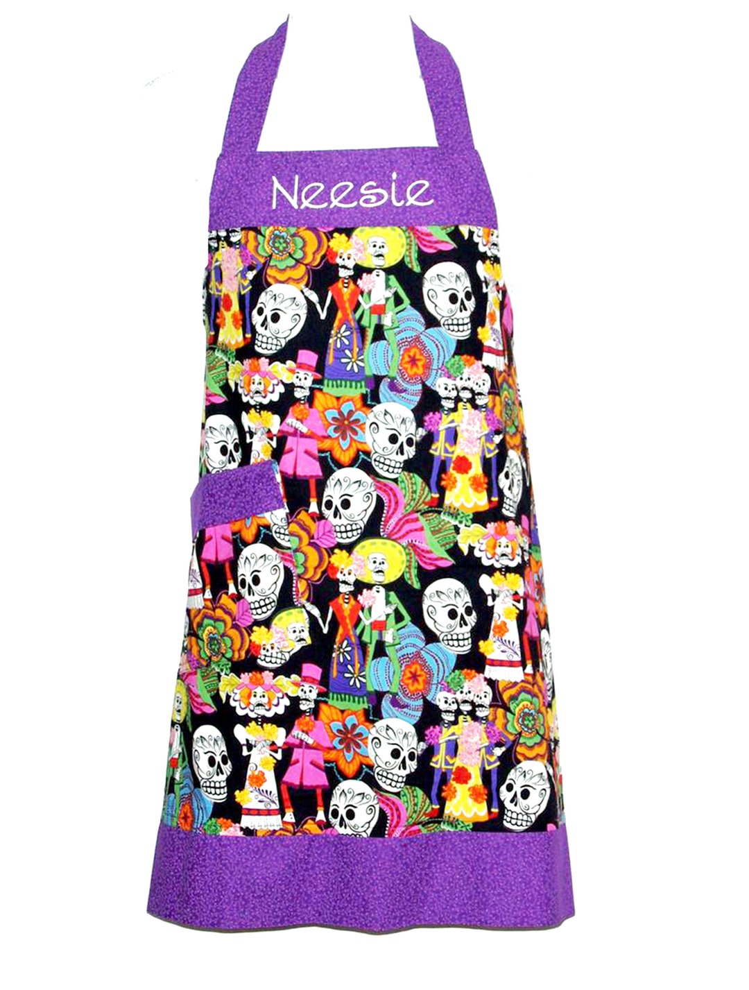 Day of Dead Apron, Ruffled, Día De Muertos, Sugar Skulls, Walking Dead ...