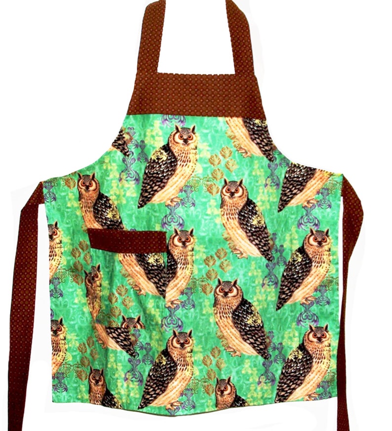 Owl Apron Sexy Flirty Retro Custom Green Full Bib Pocket - Etsy