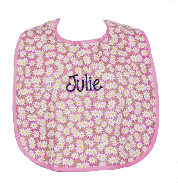Pretty Pink Daisy Adult Bib Custom Personalize With Name | Etsy