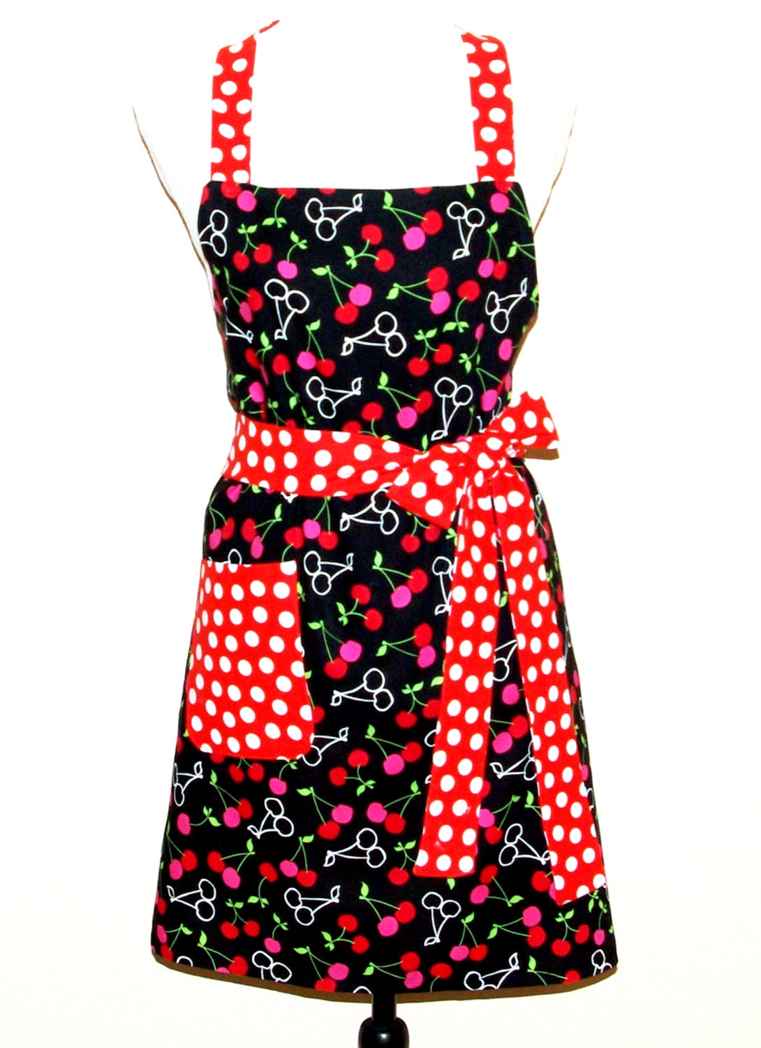 Cherry Apron Red Flirty Ladies With Pocket Custom Birthday | Etsy