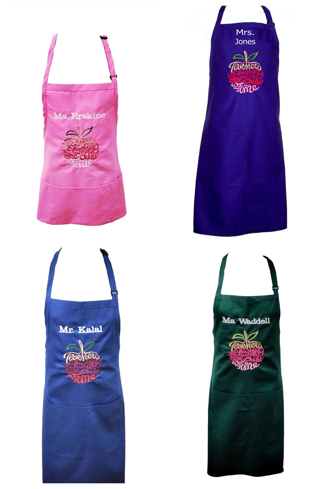 Teacher Appreciation Apron, Two Pockets, Custom Daycare, Kindergarten ...